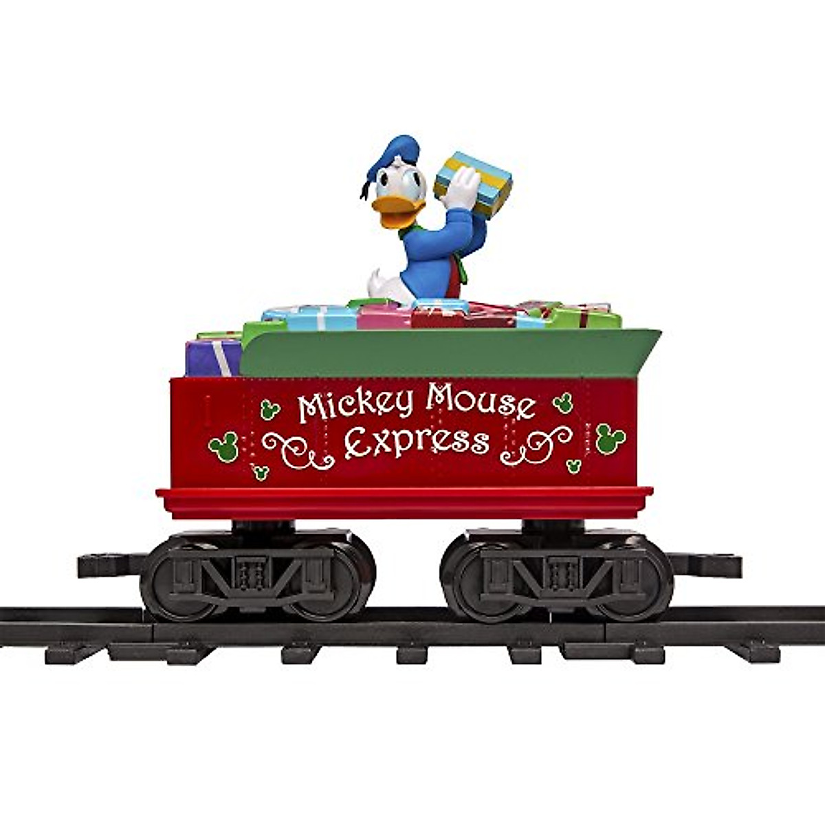 Lionel Battery-Operated Disney Mickey Mouse Express Toy Train Set with Locomotive, Train Cars, Track & Remote with Authentic Train Sounds, & Lights for Kids 4+