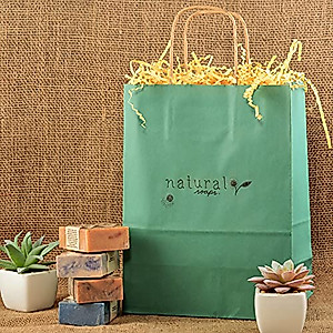 Green Gift Bags - 8x4x10 Inch 50 Pack Small Kraft Paper Shopping Bags with Handles, Craft Totes in Bulk for Boutiques, Small Business, Retail Stores, Birthday Parties, Jewelry, Merchandise, Bulk