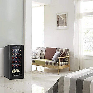 18 Bottle Wine Cooler Refrigerator, Freestanding Compressor Wine Chiller, Beverage Wine Fridge with Digital Temperature Control & Double-layer Glass Door for Red White Wine, Champagne, Beer