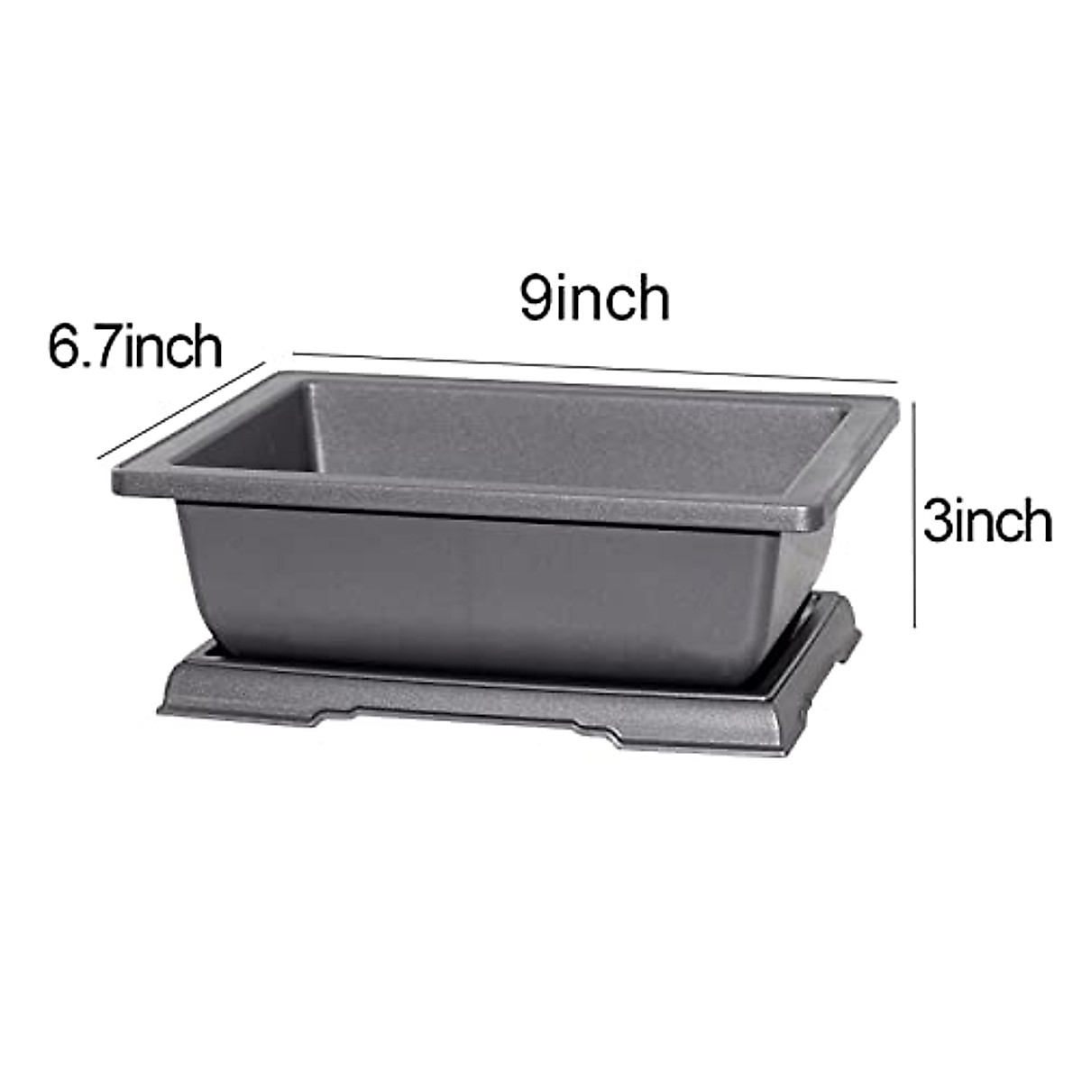 Towjaw 3pcs Bonsai Pots with Humidity Trays,Plastic Bonsai Tree Pot,Indoor Decor Garden Yard,Plastic Bonsai Training Pots,9 Inch Bonsai Tree Pots Kit