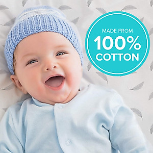 Kushies Baby Fitted Bassinet Sheets - 30 x 18 x 2 Bassinet Mattress Mini Crib Sheets - Grey Feather Bassinet Cover Mini Crib Mattress - Mattress for Playpen & Bed Side Bassinets Mini Crib Sheet