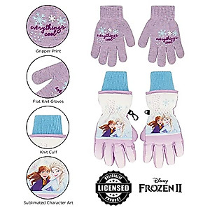 Disney Girls Winter Hat with Knit Mittens Set and Insulated Ski Ages 2-4 or Frozen Knit Gloves and Glove Set, Age 4-7