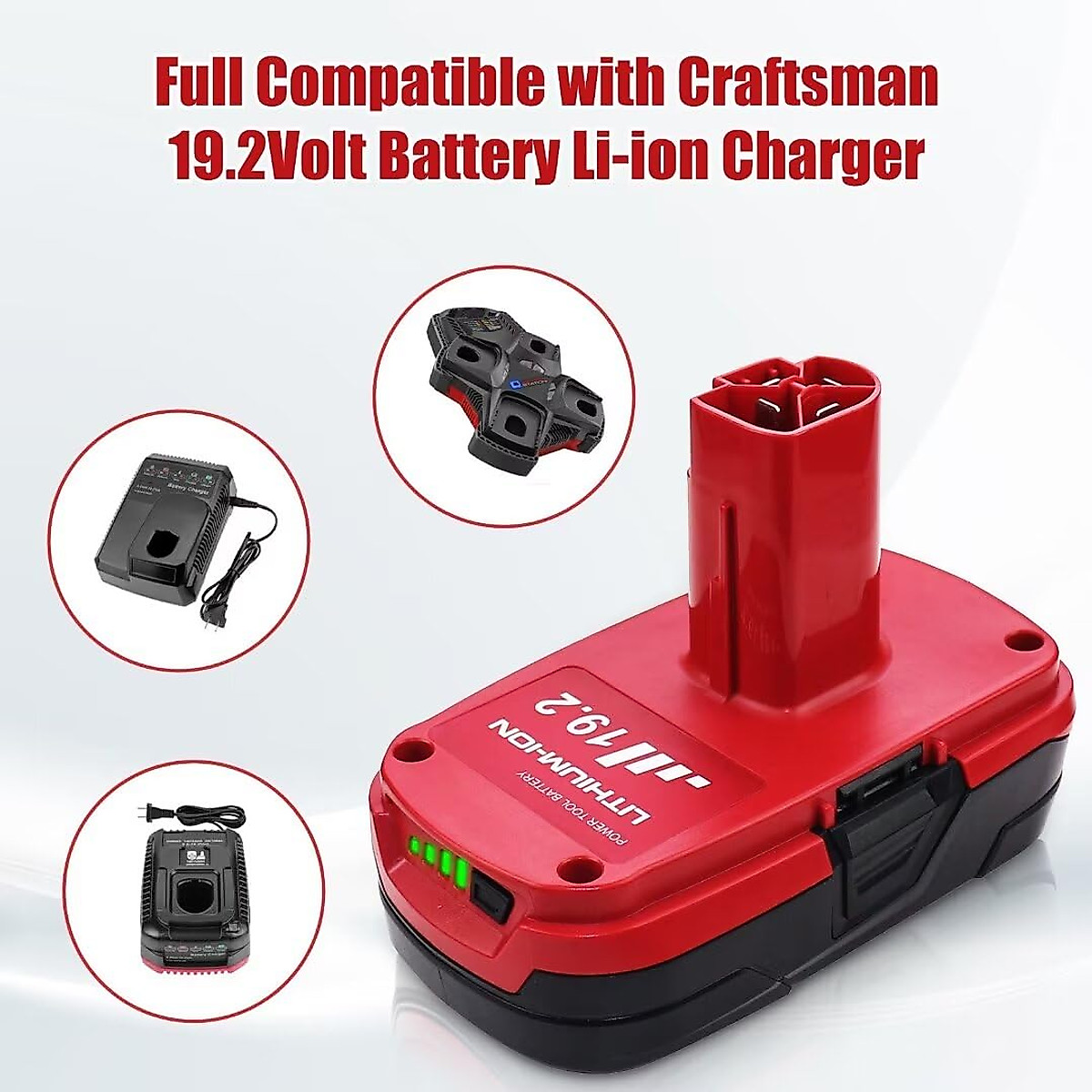 2 Packs 3.0Ah Diehard 19.2V C3 Battery Replacement for Craftsman 19.2 Volt Battery Li-ion Compatible with Craftsman 315.pp2011 315.pp2020 315.113753 130279005 1323903 11375 315.115410 Batteries(Red)