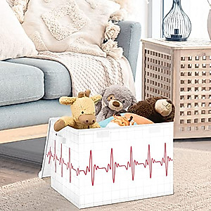 CaTaKu Hearts Storage Bins with Lids and Handles, Cute Fabric Large Storage Container Cube Basket with Lid Decorative Storage Boxes for Organizing Clothes