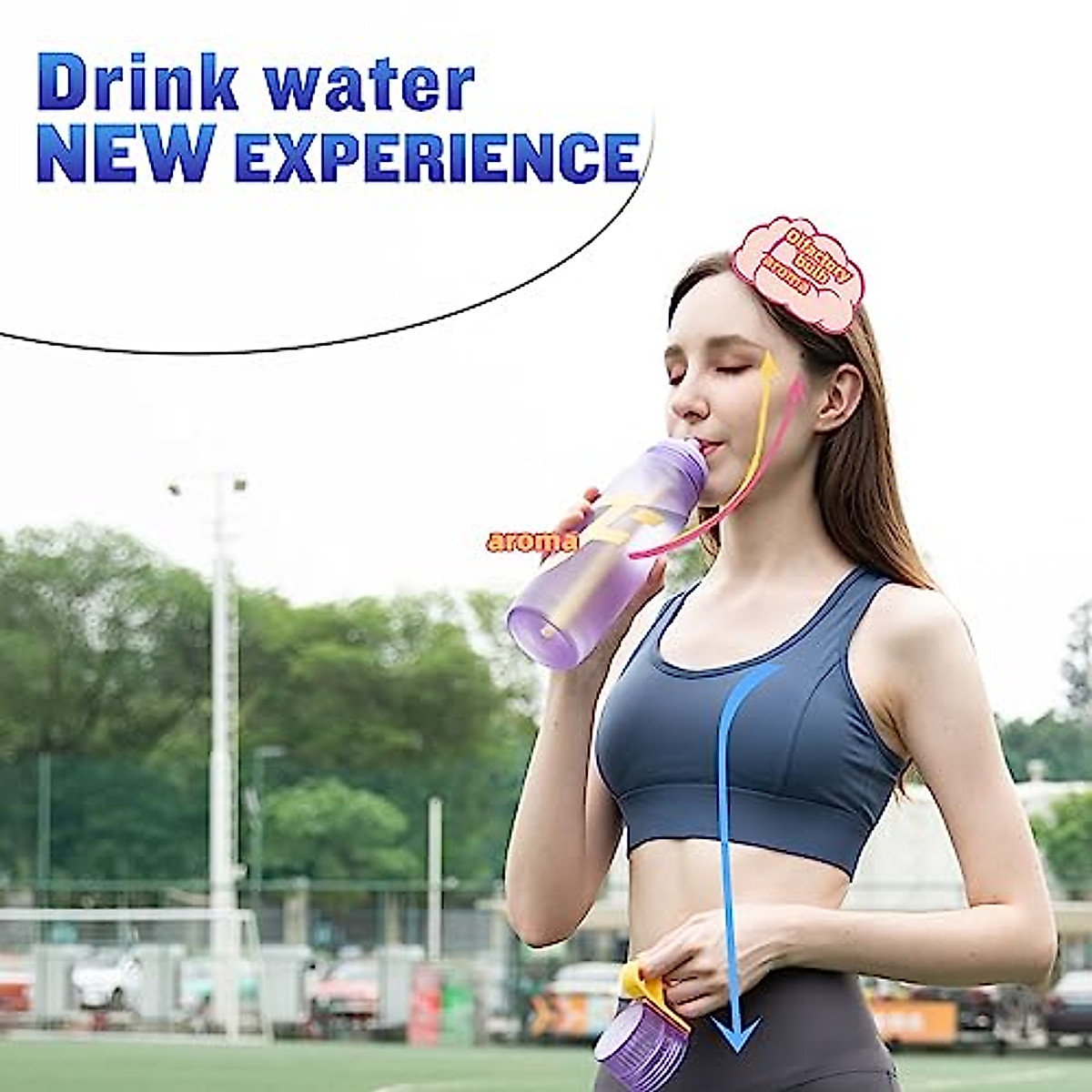 sipperment Water Bottle with Straw, 650ml Air Water Bottle Air Starter Set Drinking Bottles with 5 Flavour Pods 0 Sugar, BPA Free, Leak-proof