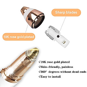 Eyebrow Hair Remover Replacement Heads: Compatible with Finishing Touch Flawless Women Eyebrow Hair Remover Trimmer Blades Painless, with Cleaning Brush, As Seen On TV 18K Gold-Plated Gold 6 Count