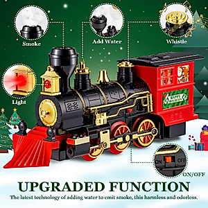 OleFun Train Set, Electric Train with Water Steam, Sounds & Lights, Model Christmas Train Set for Under The Tree, Railway Kit Gifts for 3, 4, 5, 6, 7, 8+ Year Old Boys & Girls