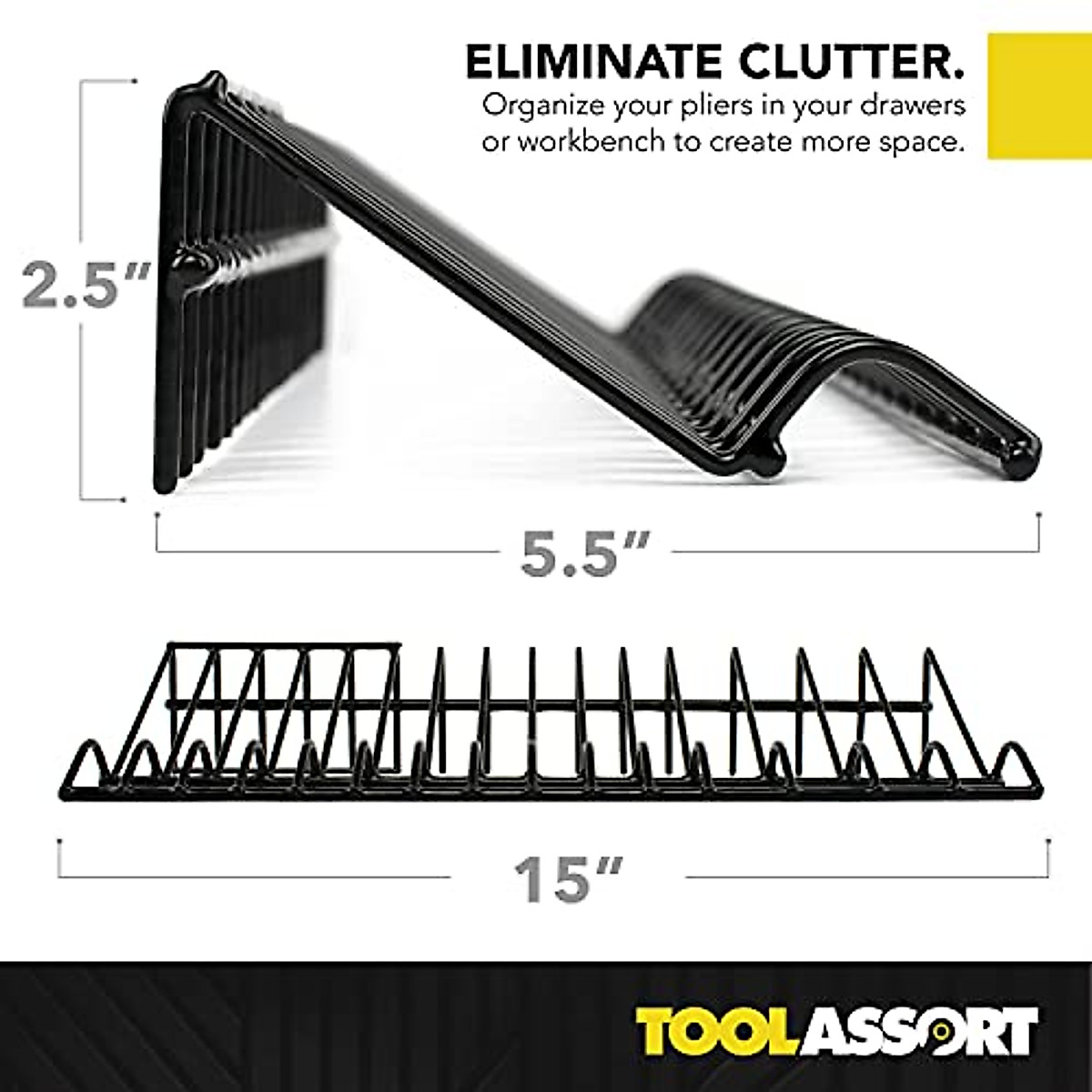 Plier Organizer Rack (2 Pack) Holds A Total of 30 Spring Loaded, Regular and Wide Handle Insulated Pliers, Two Tool Box Organizers, Pliers Storage That Fits Nicely in Your Tool Drawer or Tool Chest