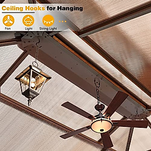 MELLCOM 12 x 16ft Polycarbonate Hardtop Gazebo, Double Roof Aluminum Gazebo, Outdoor Waterproof Gazebo with Netting and Curtains for Patios, Garden, Deck, Lawns