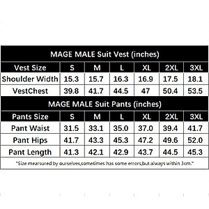 MAGE MALE Men's 2 Piece Suit Slim Fit Formal Business Vest Suit for Men Fashion Casual Wedding Waistcoat Pants Set Black