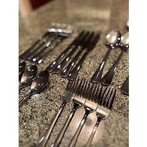 RBG Essentials Heavy-duty Stainless Steel Utensils Flatware Set, 20-piece Black Silverware Cutlery Set