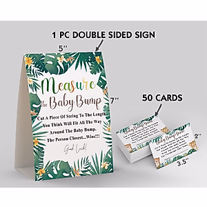Baby Shower Games - Measure Mommy's Belly Game, How Big is Mommy's Belly, Mommys Belly Size Game, Includes a 5x7 Standing Sign and 50 2x3.5 Advice Cards(niu-k011)