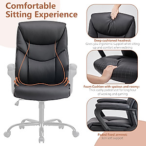 Office Desk Chair Ergonomic Rolling Swivel Home Office Desk Chairs,High Back Computer Chair PU Leather Executive Task Chair with Padded Armrests/Adjustable Height/Tilt,Black