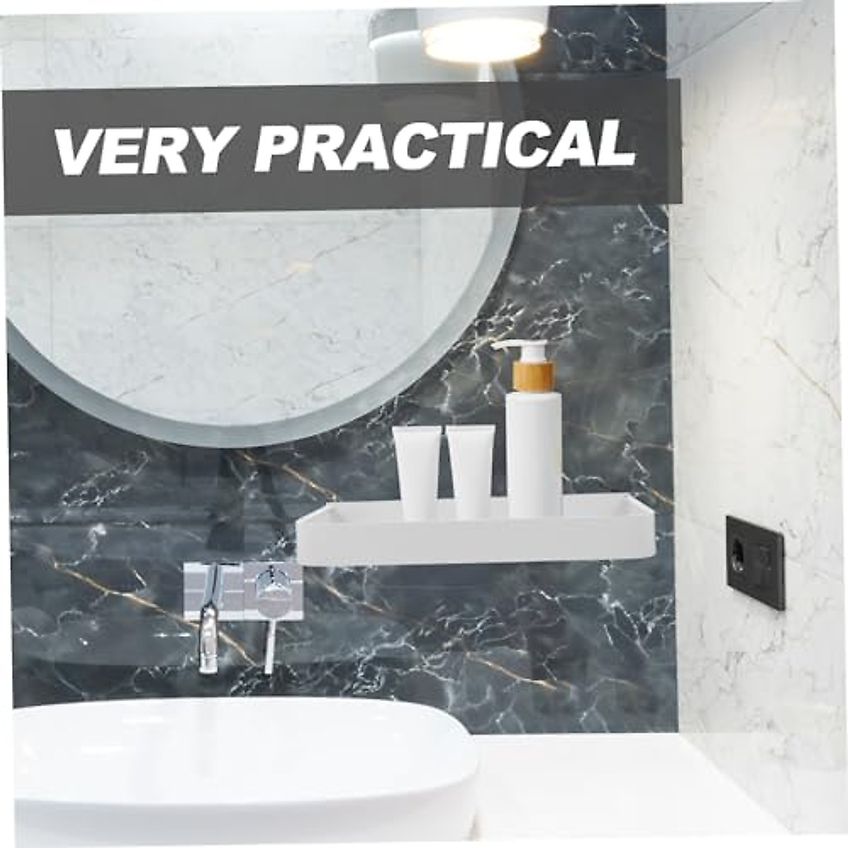 Beatifufu 1 Set Bathroom Shelf Kitchen Storage Rack Over The Toilet Shelf Wall-mounted Storage Mounted Sundries Organizer Towel Storage Stand Wall Mount Shelf Space Aluminum White