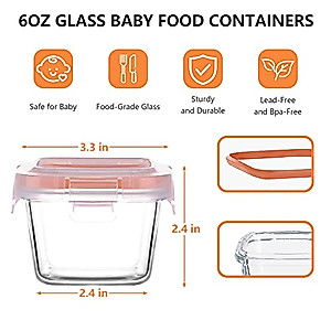 Luvan 6oz Baby Food Storage Containers, 12-Pack Baby Food Jars with Lids LeakProof, Baby Food Containers Glass Stackable, Freezer/Microwave/Dishwasher Safe, Ideal for Fruit Purees and Vegetable Mashes