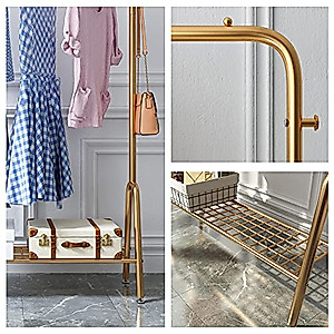 Thick forest Gold Clothing Rack Gold Clothes Rack Gold Garment Rack Heavy Duty Shoes Bags Gold Clothes Organizer Storage Shelves