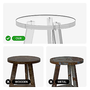 Sumerflos Acrylic Round Corner Shower Stool for Inside Shower - Clear Shower Bench for Shaving Legs Heavy Duty (Hold Up to 400lbs) Waterproof Non-Slip Easy Assemble Modern