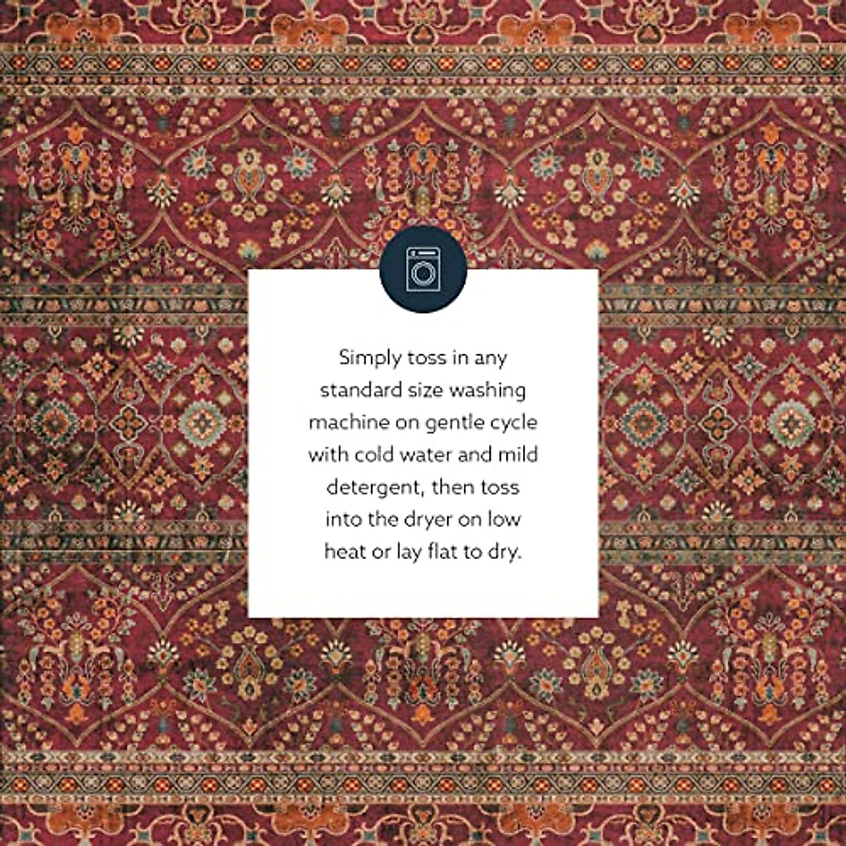 Linon Home Decor Products The Anywhere Washable Rug Yarit Garnet & Ivory 3' X 5' Accent Rug