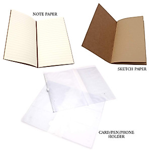 Leather Journal – Gifts from Grandpa to Grandson, Birthday, Holiday, Christmas, New Year – 1 Set （sunshine）