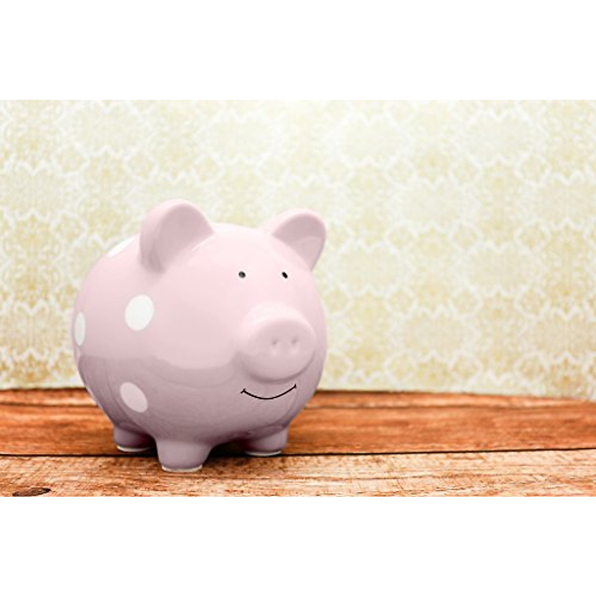 Pearhead Ceramic Piggy Bank, Baby Girl Nursery Décor, Money Bank For Kids, Baby Keepsake, Gift For New And Expecting Parents, Pink Polka Dots