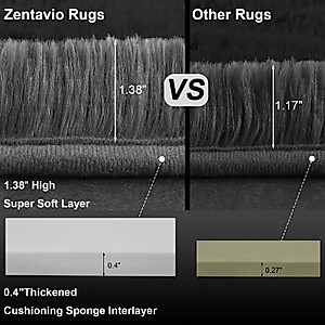 Zentavio Grey Area Rug for Living Room Bedroom 4x6 Soft Fluffy Fuzzy Furry Shaggy Aesthetic Carpet Plush High Pile Floor Throw Rug for Nursery Kids Room Dorm Room