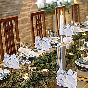 Jutieuo 50 Pack Marble Thank You Gift Bags, Small Gift boxes Bulk Party Favor Treat Bags with Silver Bow Ribbons and Pearl Pendants for Wedding Baby Shower Birthday Party Supplies