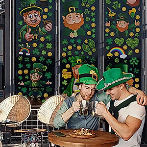 151PCS Happy St. Patrick's Day Window Clings Decorations,St. Patrick's Decal Window Sticker for Glass Decor,Gnome Leprechaun Footprints Holiday Party Door Decorations