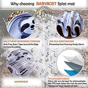 BABYBOET Splat Mat for Baby – Under High Chair Floor Mat Protects Wood, Vinyl and Carpet from Spills – Waterproof 4 Layer Baby Mat with Anti-Skid Backing Deters Bunching and Sliding (51” x 51”)