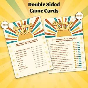 Here Comes the Son Baby Shower Decorations and Games - 6 Baby Shower Games, 25 each - Baby ABC, Baby Predictions and Advice, Baby Word Scramble, Emoji Pictionary, Mommy or Daddy, The Price is Right