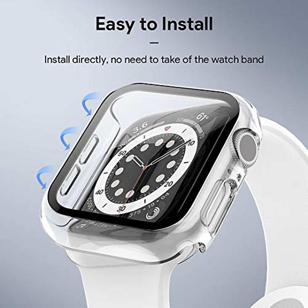 2 Pack HATOSHI for Apple Watch Case 40mm Series SE, 6, 5, 4 with Built-in Tempered Glass Screen Protector, Ultra-Thin All Around Protective Glass Screen Cover for iWatch 40mm, Clear