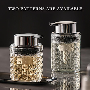 CICUFY Foaming Hand Soap Dispenser, Glass Foam Soap Dispenser or Lotion Dispenser for Kitchen & Bathroom Refillable Clear Glass Liquid soap Dispenser with Large Silver Pump-1 Pack