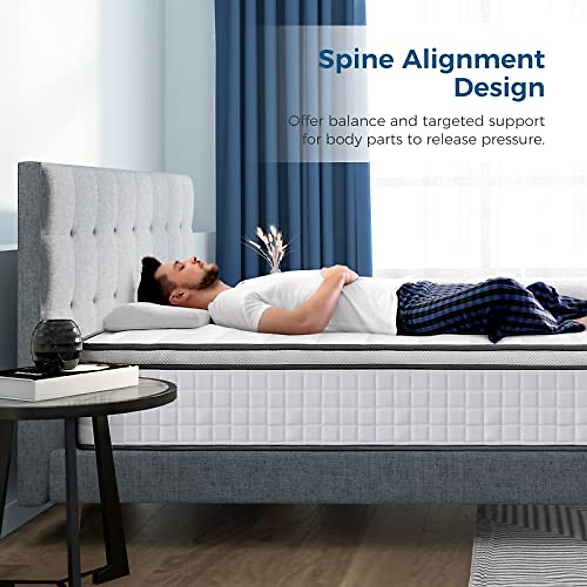 Inofia Twin Mattress, 10 Inch Twin Size Hybrid Mattress in a Box with Cool Memory Foam, Breathable Comfortable Single Mattress, Motion Isolating Individually Wrapped Coils, Supportive&Pressure Relief