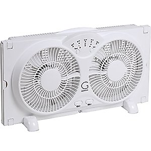 Genesis Twin Fan High Velocity Reversible AirFlow Fan, LED Indicator Lights Adjustable Thermostat & Max Cool Technology, ETL Certified, White (A1WINDOWFAN)