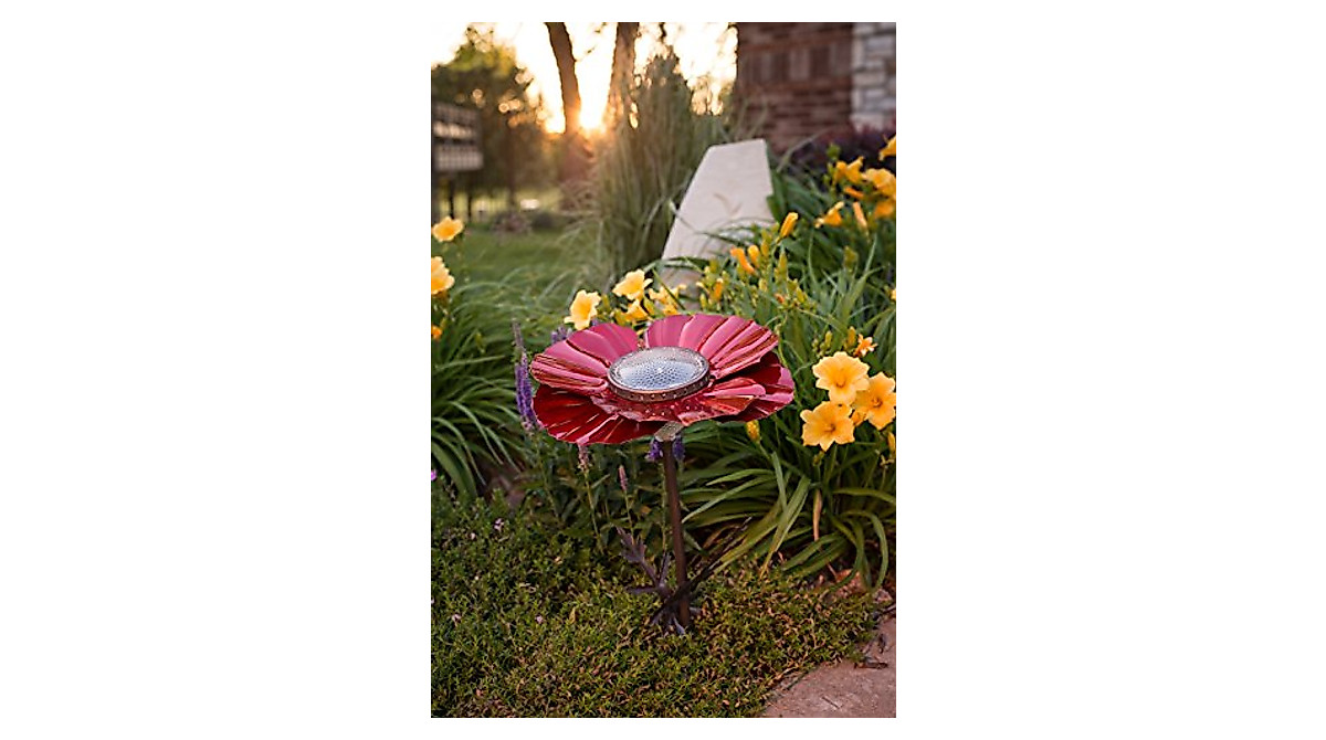 Desert Steel Flower Solar Light - (Red Poppy - 18" H x 11.5" W) - 20 ...