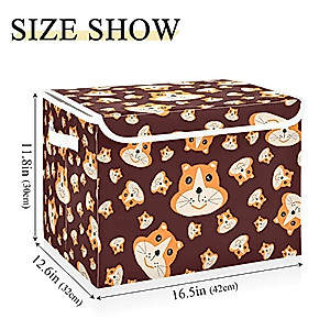 innewgogo Cute Fox Storage Bins with Lids for Organizing Large Collapsible Storage Bins with Handles Oxford Cloth Storage Cube Box for Car