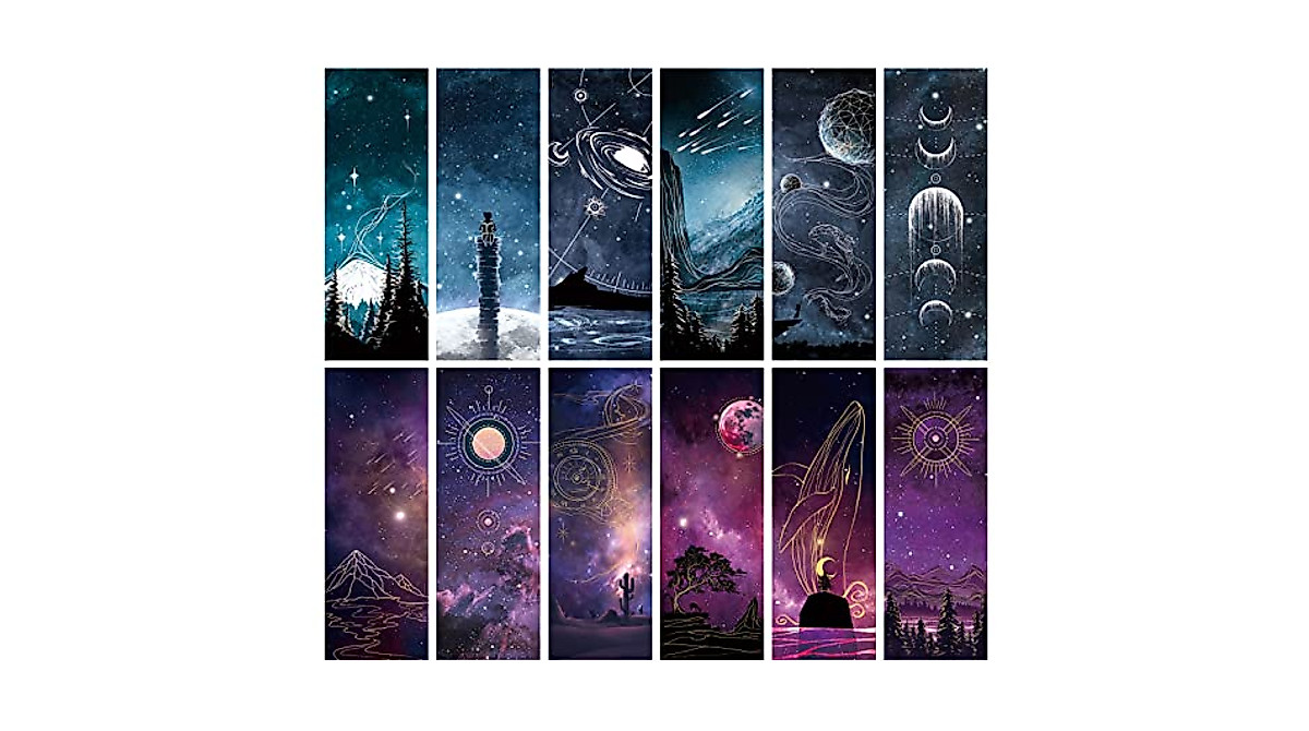 Starry Night Bookmarks for Book Lovers - Cosmic Galaxy Design