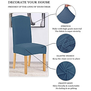 TIANSHU Stretch Chair Covers for Dining Room Set of 2, Dining Room Chair Covers for Home Decor, Removable Dining Chair Cover Non-Slip Kitchen Chair Cover Parson Chair Slipcover (2 Pack, Denim Blue)