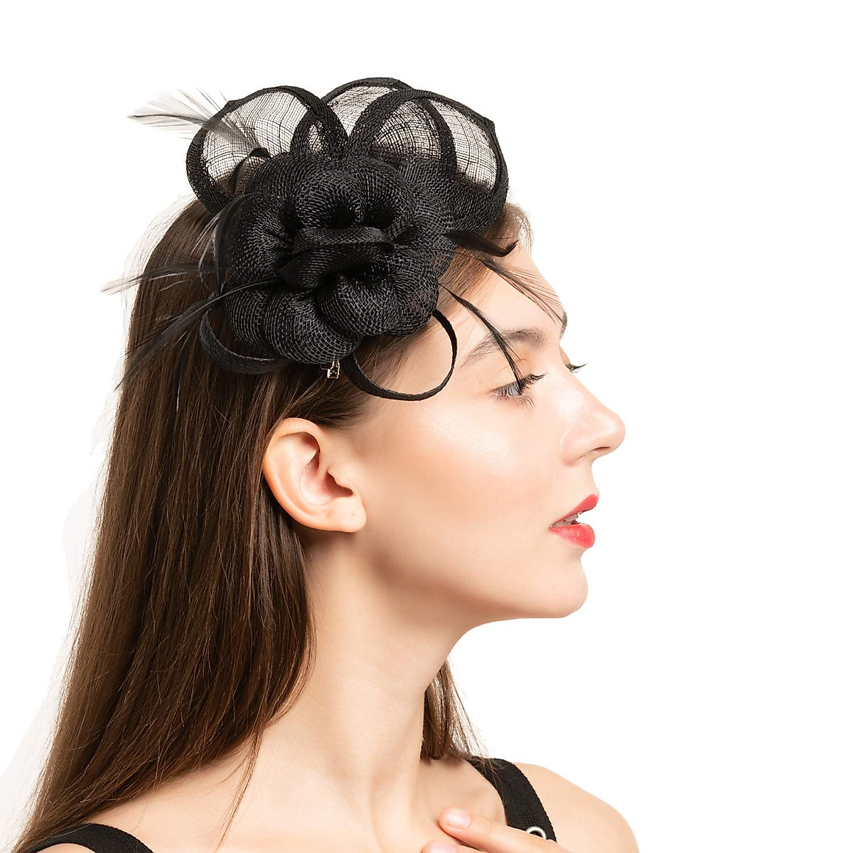 C.Garopl Accessories Fascinators Hats Women Vintage Wedding Fashion Headband Clip Church Cocktail Dresses Headwear Tea Party (Black-01)