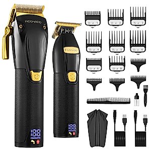 MOSMAOO Professional Cordless Hair Clippers and Hair Trimmer Combo Set for Barbers&Stylists, Clippers for Hair Cutting &Sharp Blade Beard Trimmer with Metal Guide Combs for Men, Women, and Kids