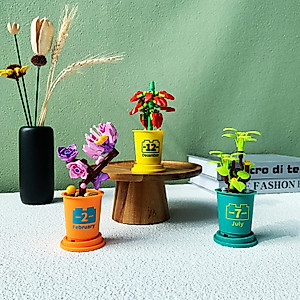 ENJBRICK Flowers Tiny Plants Building Set for Adults,Botanical Collection, Creative Building Sets for Kids 12 Packs