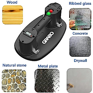 Grabo Pro Electric Vacuum Suction Cup Lifter 375# Max Load Tile Heavy Lifting Tool with Automatic Turn On/Off Pump Function Digital Display Li-ion Battery Portable / FREE GLOVES