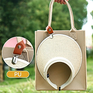 2 Pack Leather Hat Clip for Travel,Hat Holder,Hands Free Bag Accessory for Women,Travel Hat Clip for Sunhat,Bag,Luggage,Backpack,Purse (White)