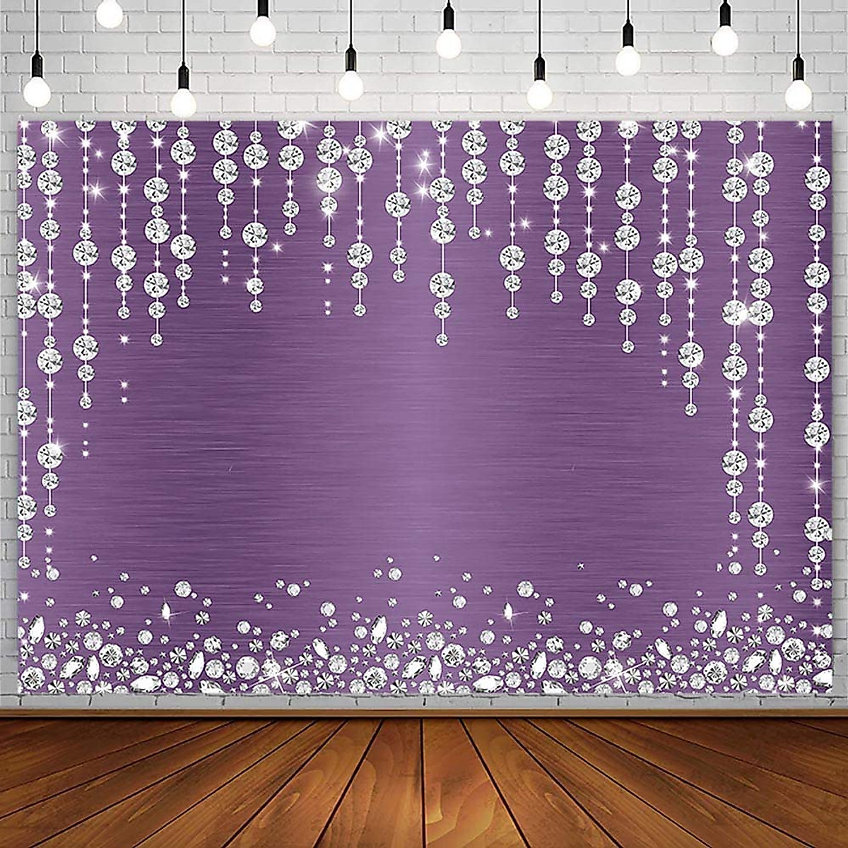 Sendy 7x5ft Purple Diamonds Curtain Backdrop for Photography Birthday Party Decorations Wedding Bridal Shower Engagement Ceremony Banner Glitter Diamonds Background Photo Booth Studio Props Vinyl