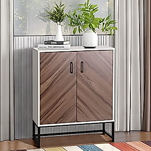 MAISON ARTS Modern Buffet Cabinet with Storage, Sideboard Storage Cabinet with 2 Doors for Living Room, Kitchen, Entryway, Hallway, 28 Inch, White