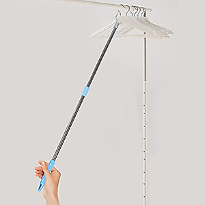 Reach Pole Hook Retractable Clothesline Prop Telescopic Handle Clothing Hook Pole Adjustable Clothesline Rod Hanger Garment Pole with Hook for Closet Shelf Ceiling