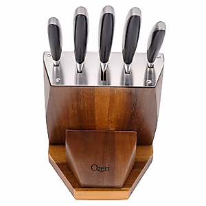 Ozeri 6-Piece Japanese Stainless Steel Knife Block Set with Rotating Knife Block and Tablet Holder