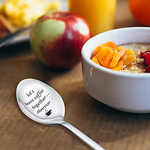 Couples Gifts Coffee Spoons Set Coffee Lovers Gifts for Wife Husband Anniversary Christmas Birthday Gifts for Girlfriend Boyfriend - Let's Have Coffee Together Forever Spoon