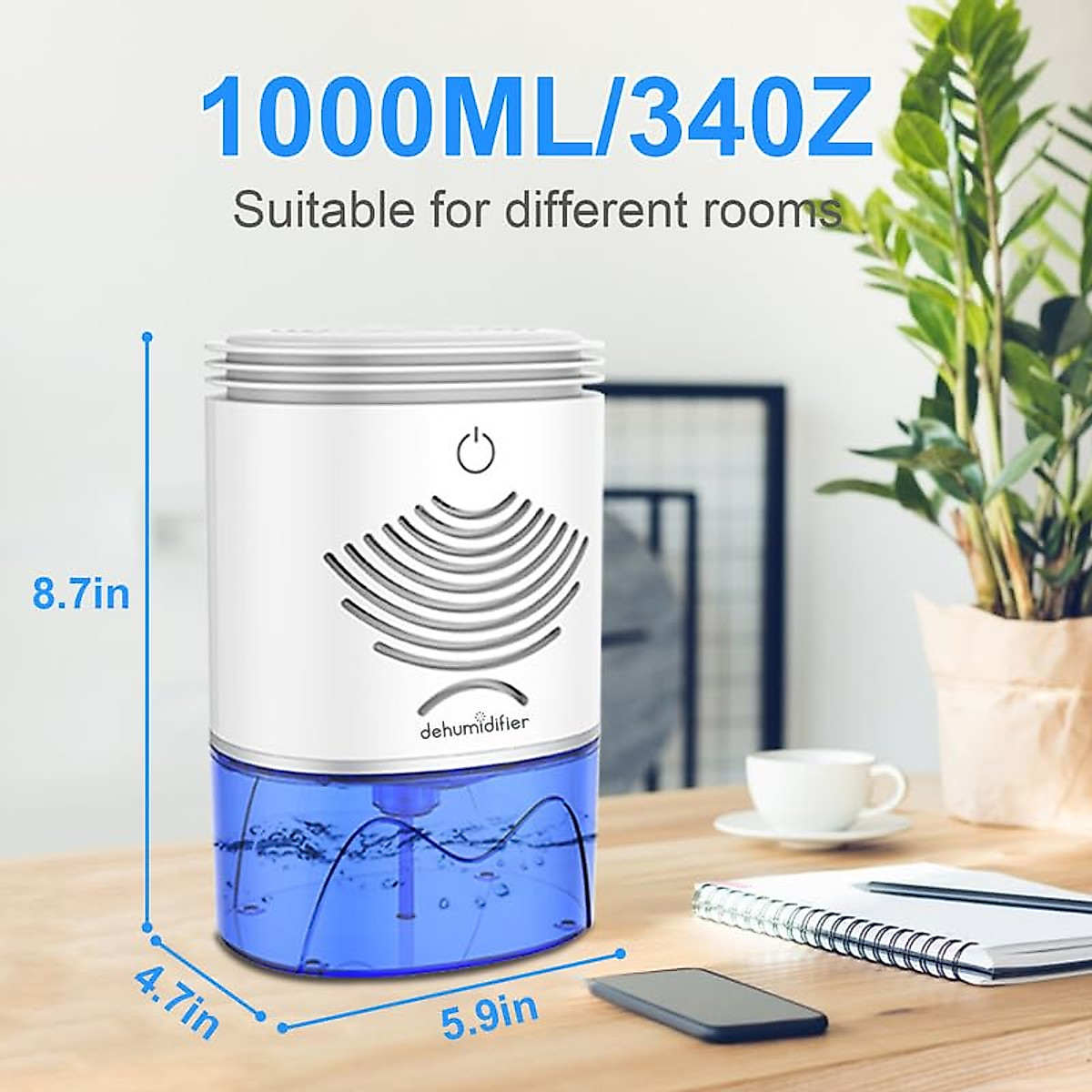 Dehumidifiers for Home 34 OZ Small Dehumidifiers for Room with Auto Shut Off, Mini Dehumidifiers for Bedroom Bathroom Closet Desktop Office RV