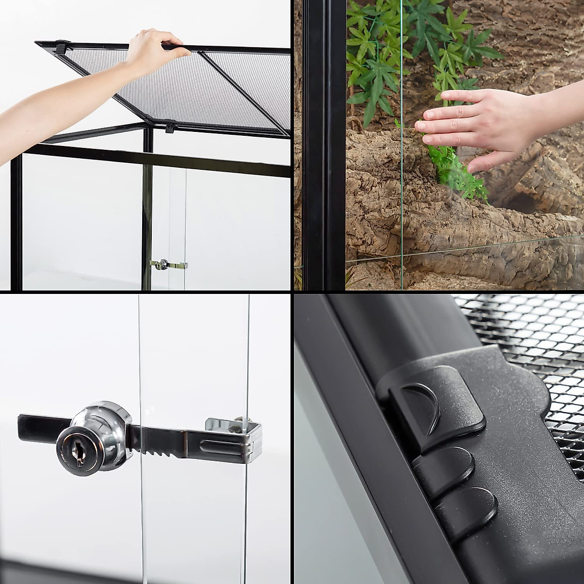 OIIBO Upgrade Extra-Long Reptile Terrarium, 72" x 24" x 24" Extra Large Spliceable Reptile Glass Tank with Double Front Sliding Doors for Adult Reptiles Boa Snake Bearded Dragon Gecko Etc