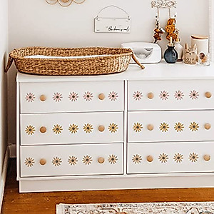 QUCHENG Daisy Wall Decals Boho Girls Bedroom Floral Stickers Removable Decor Nursery Kids Room Vinyl Murals DIY Cute Decorations 6 Sheets